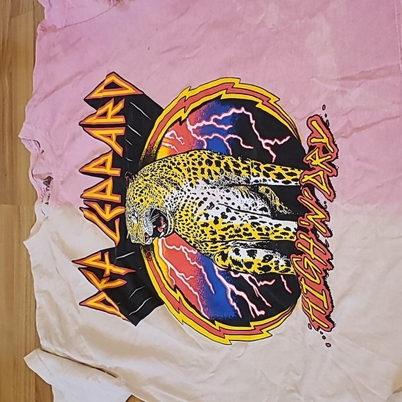 Shirts & Tops | Def Leppard Pink And Cream Long Tee Shirt | Poshmark